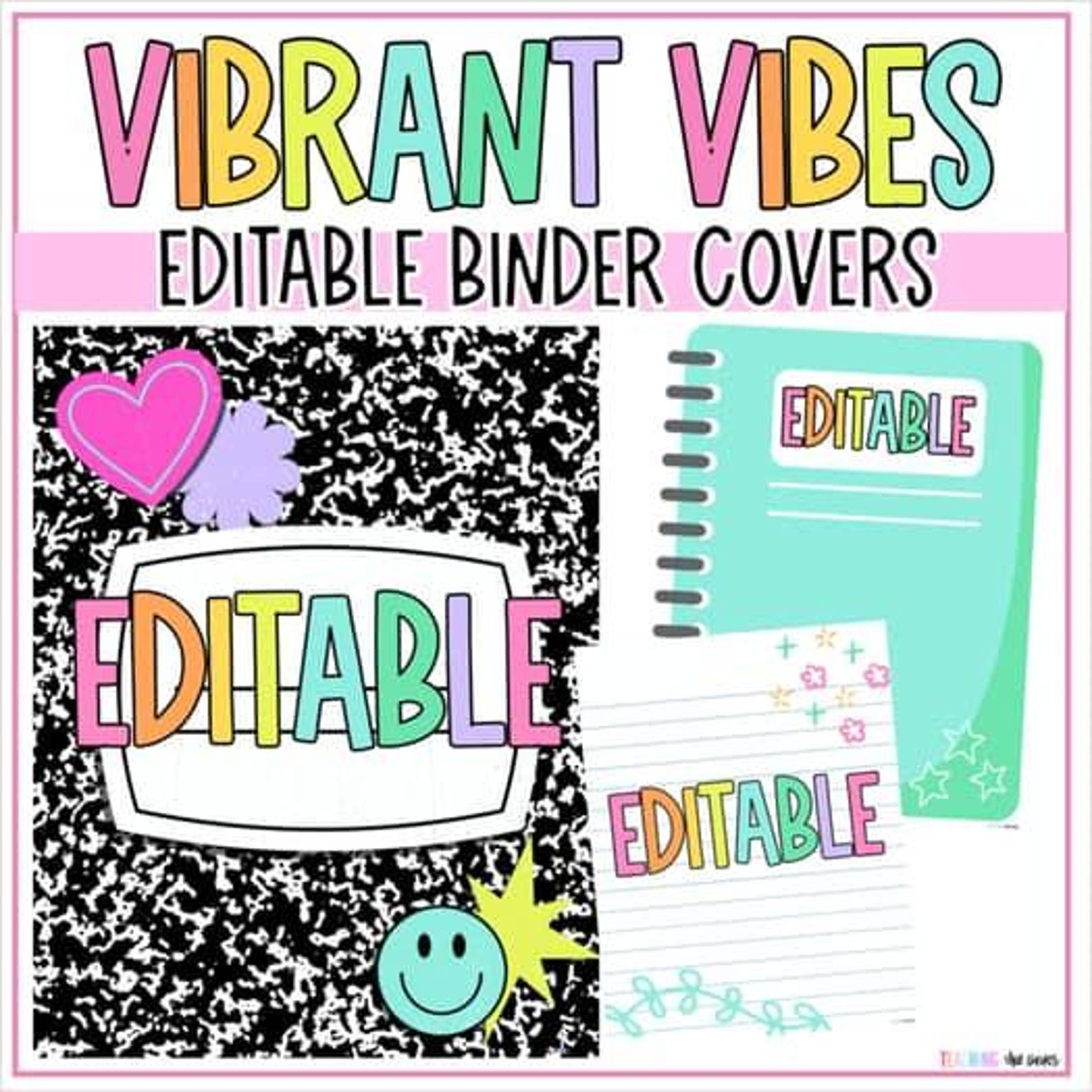 Vibrant Vibes EDITABLE Binder Covers | Classroom Organization - Etsy