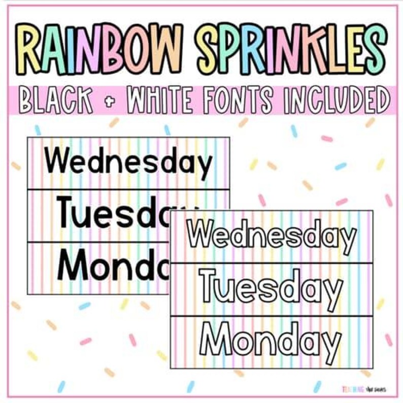 Pastel Rainbow Sprinkles Colorful Classroom Flip Calendar Set ...