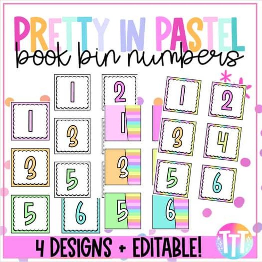 Target Book Bin Student Number Labels Editable | Pretty in Pastel ...