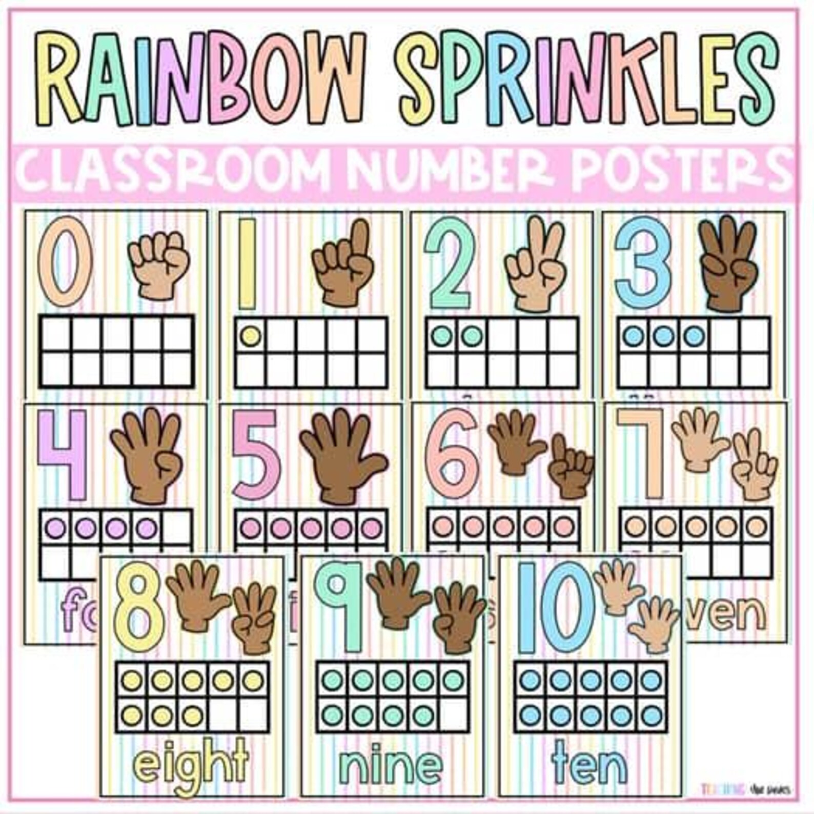 Number Posters | Pastel Rainbow Sprinkles | Colorful Classroom Decor ...