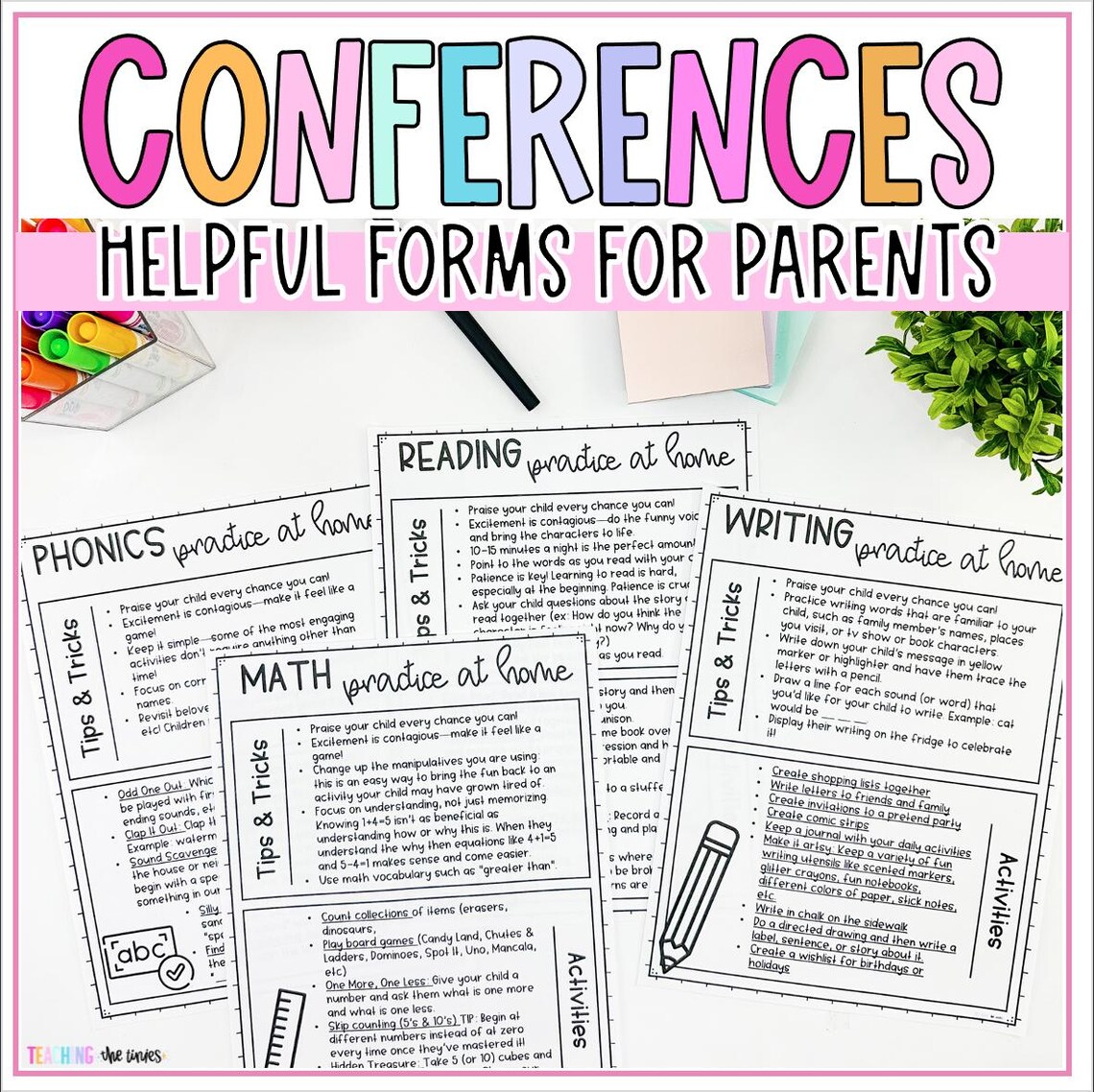 Parent Teacher Conference Bundle | Printable Notes, Communication ...