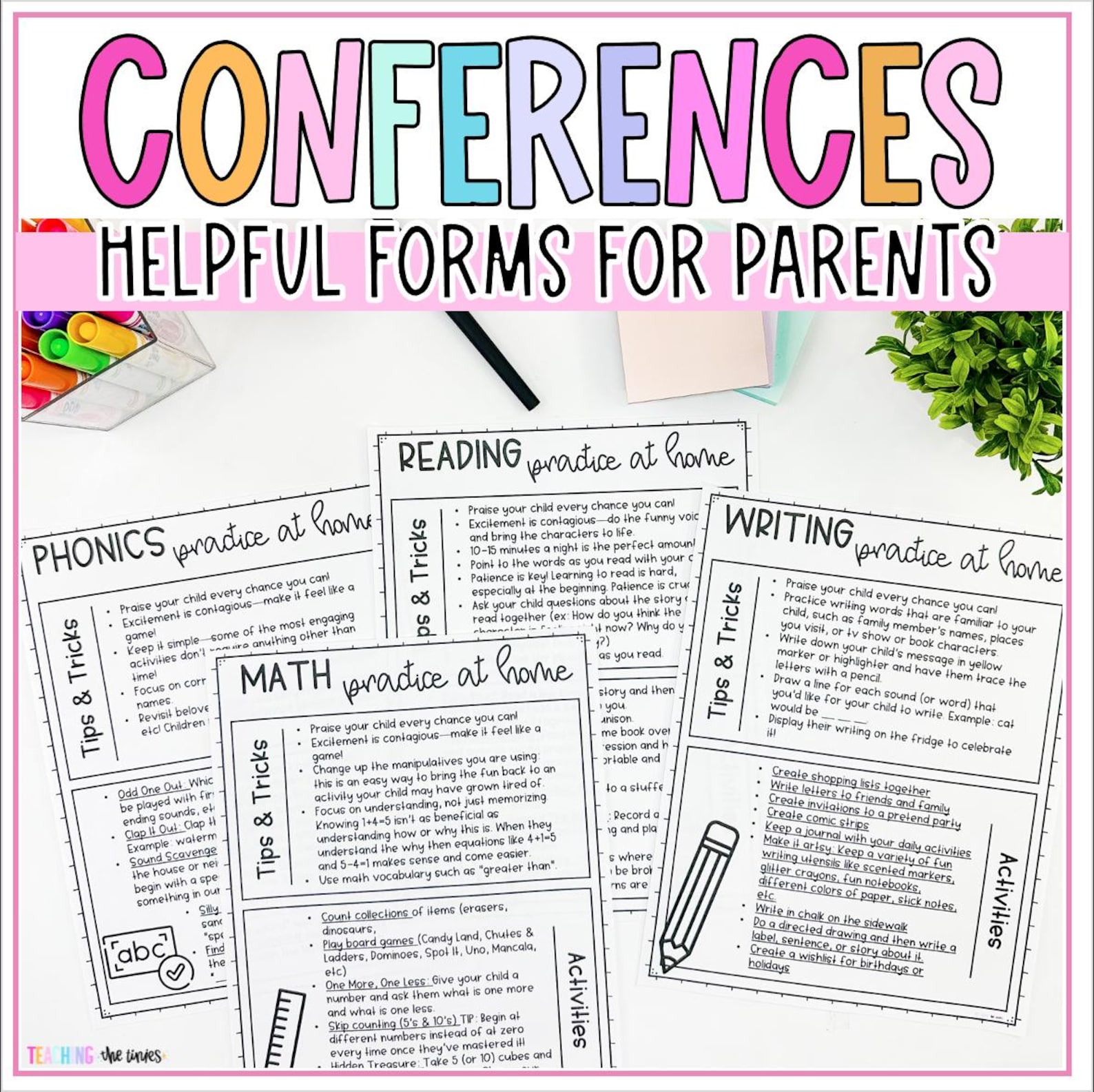 Parent Teacher Conference Bundle | Printable Notes, Communication ...
