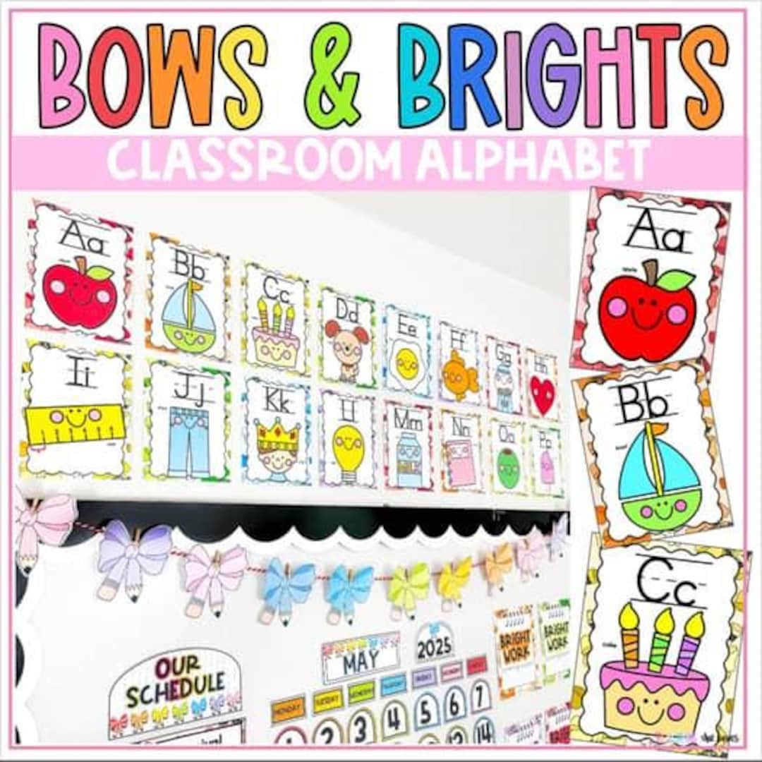 Bows and Brights Colorful Classroom Decor Alphabet Posters | Editable ...