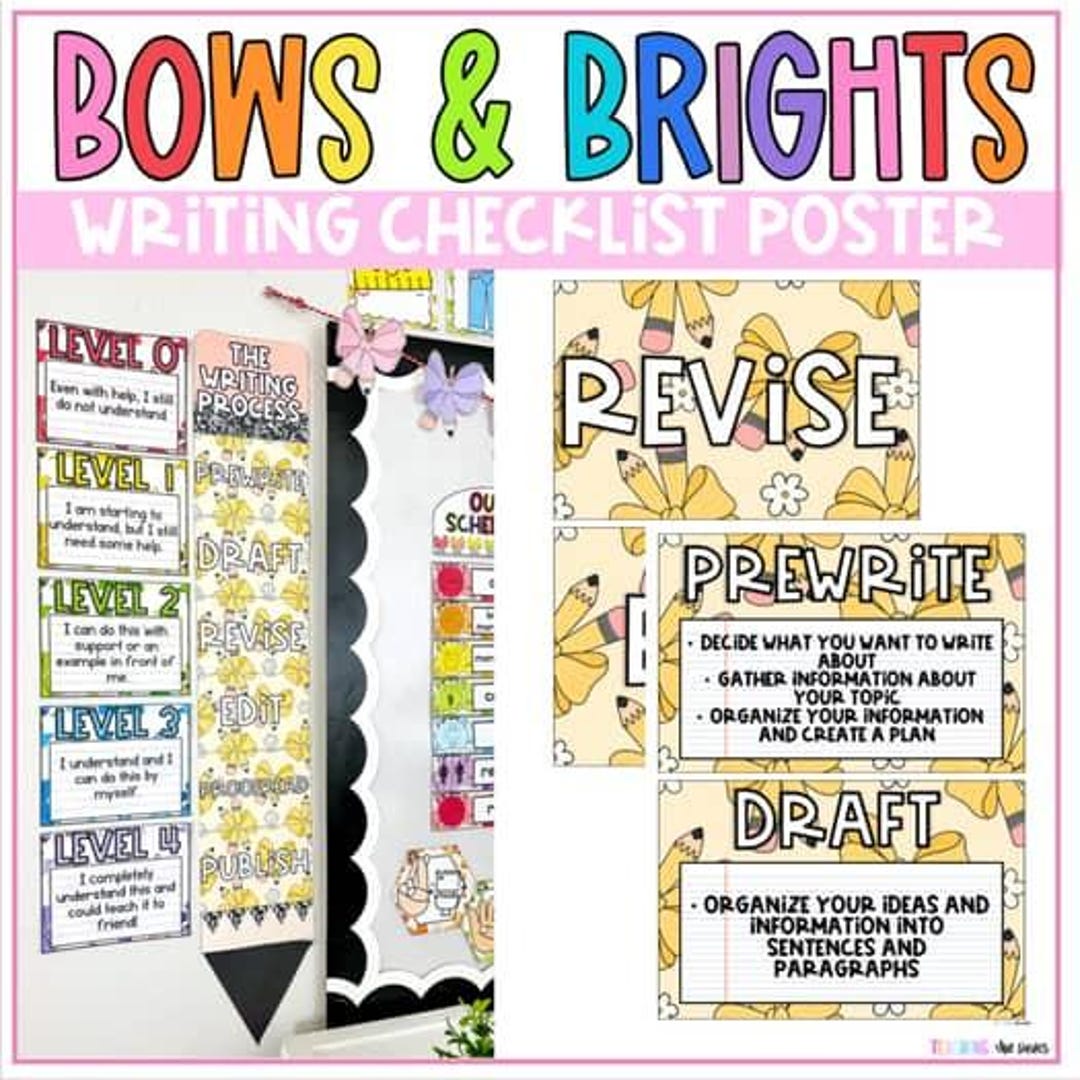 Giant Writing Process Pencil Poster | Bows & Brights Colorful Classroom ...