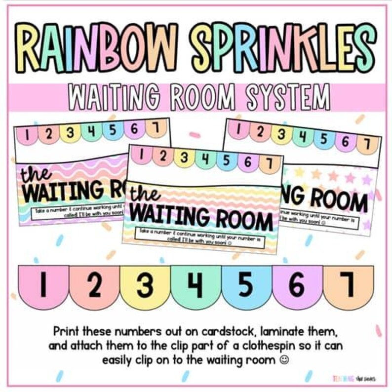 Waiting Room System | Rainbow Sprinkles Pastel Colorful Classroom ...