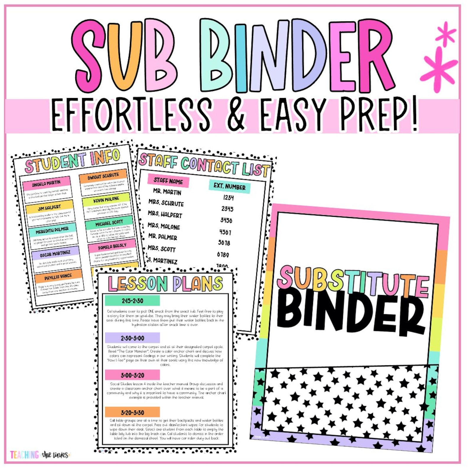Teacher Substitute Binder | Editable Classroom Emergency Plans, Lesson ...