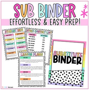 Teacher Substitute Binder | Editable Classroom Emergency Plans, Lesson ...