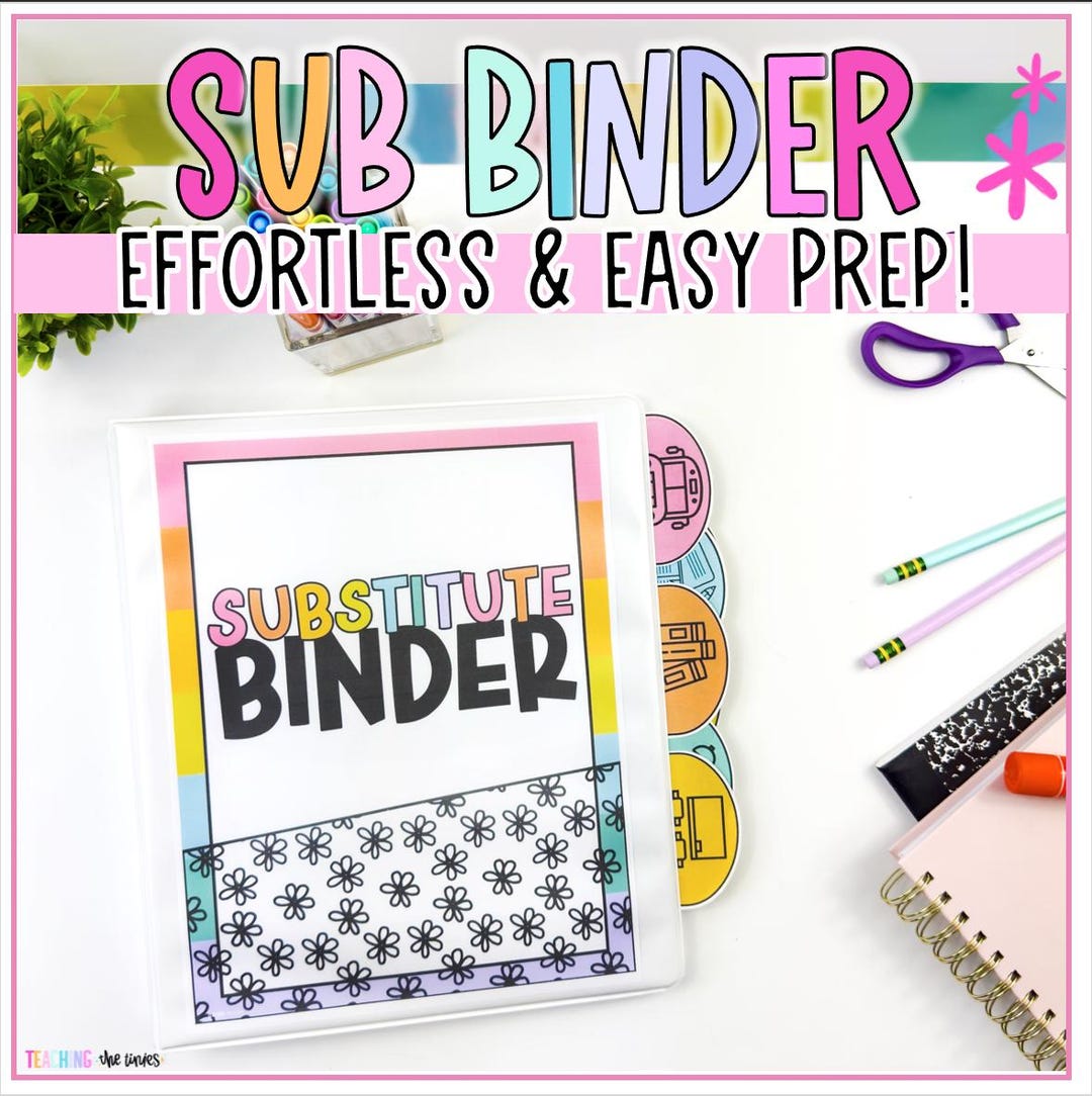 Teacher Substitute Binder | Editable Classroom Emergency Plans, Lesson ...