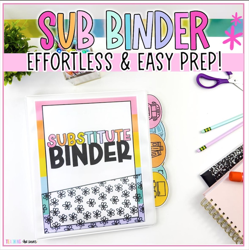 Teacher Substitute Binder | Editable Classroom Emergency Plans, Lesson ...
