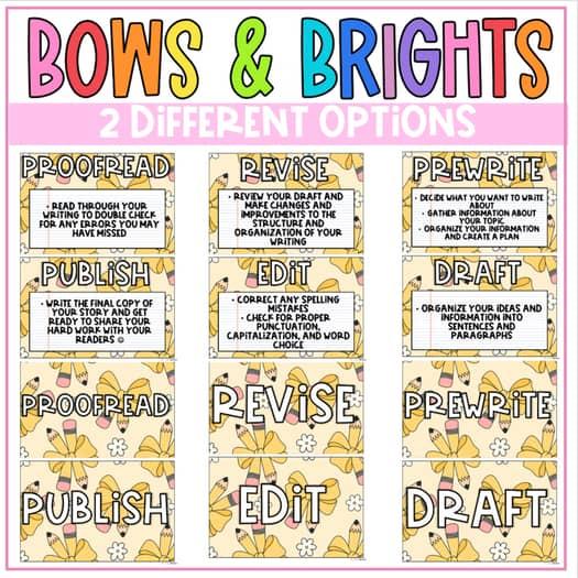 Giant Writing Process Pencil Poster | Bows & Brights Colorful Classroom ...