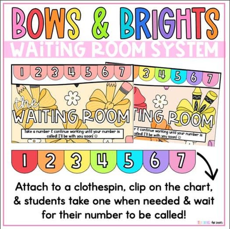 Waiting Room System | Bows & Brights Rainbow Colorful Classroom ...
