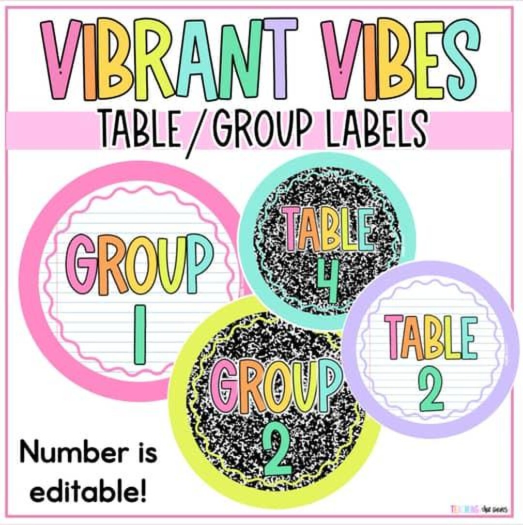 Vibrant Vibes Composition Notebook + Colorful Classroom Table/group ...