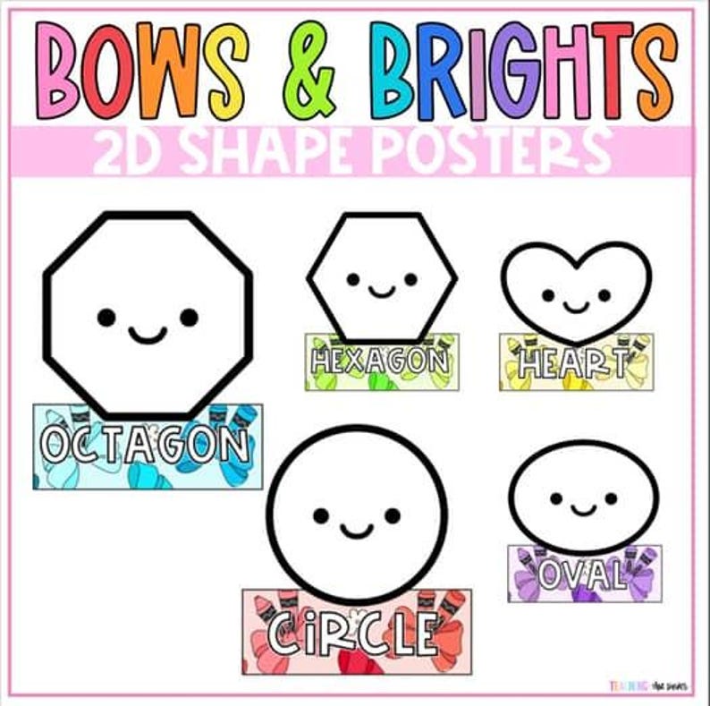 2D Shape Posters | Bows & Brights Colorful Classroom | Math Posters ...