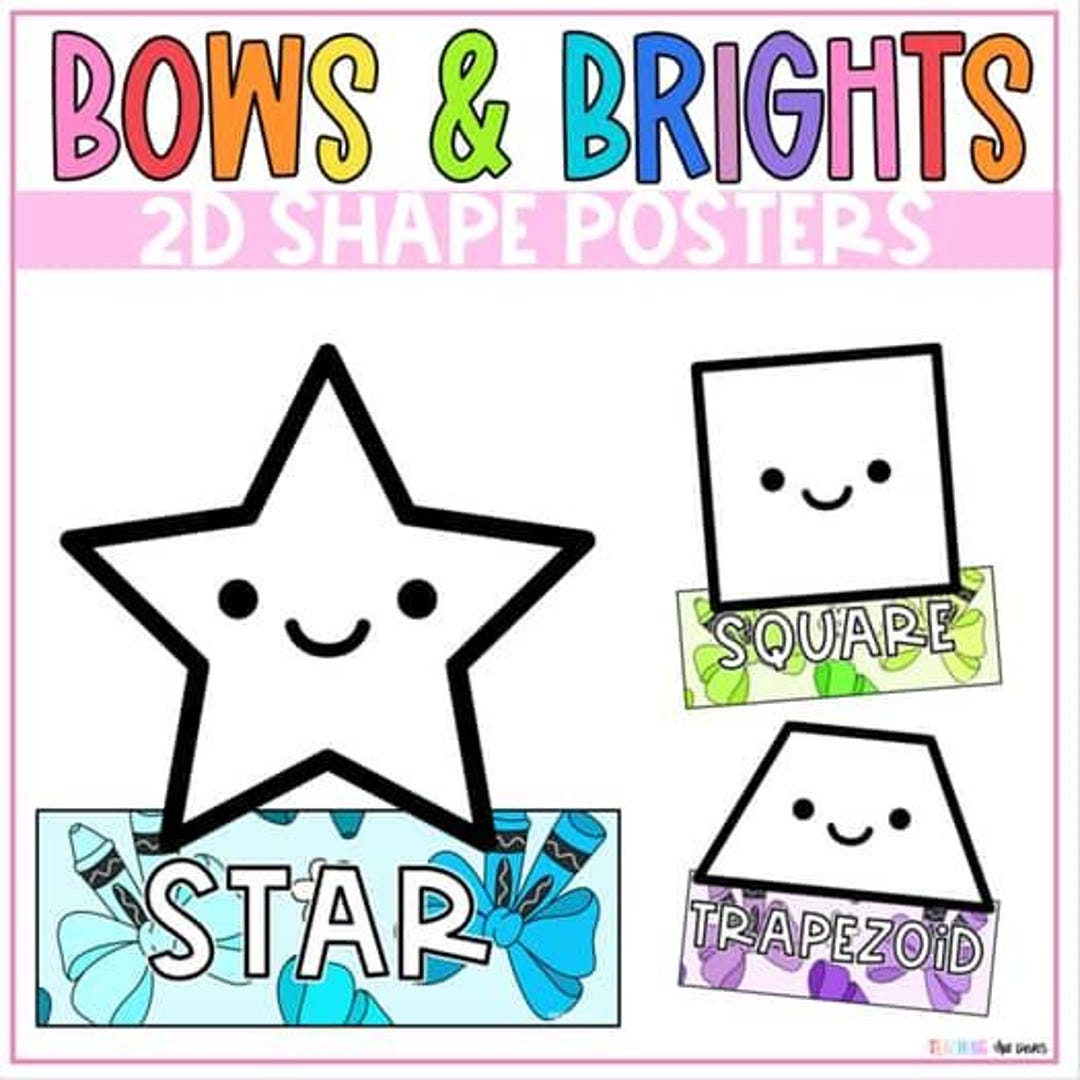 2D Shape Posters | Bows & Brights Colorful Classroom | Math Posters ...
