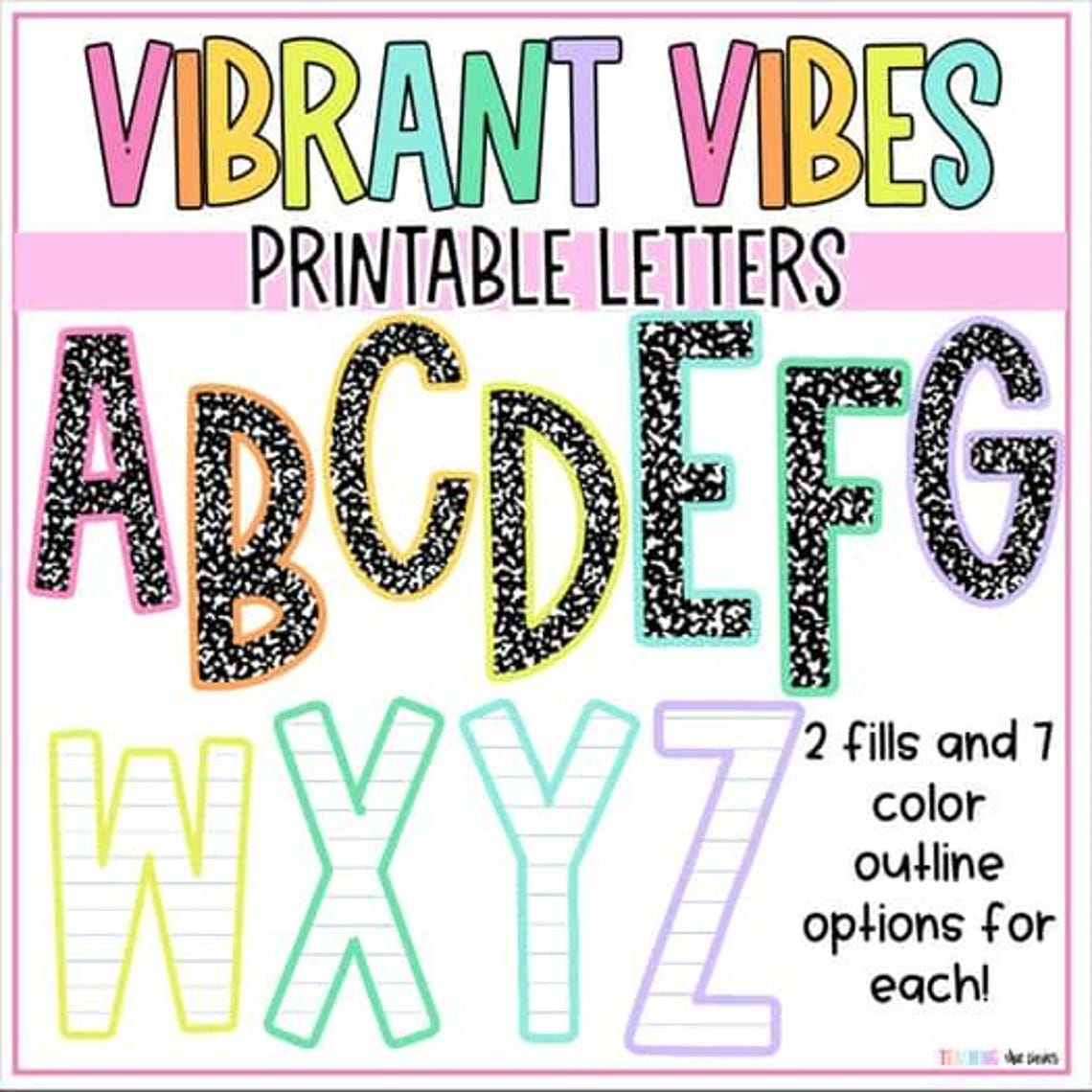 Vibrant Vibes Composition Notebook Printable Classroom Bulletin Board ...