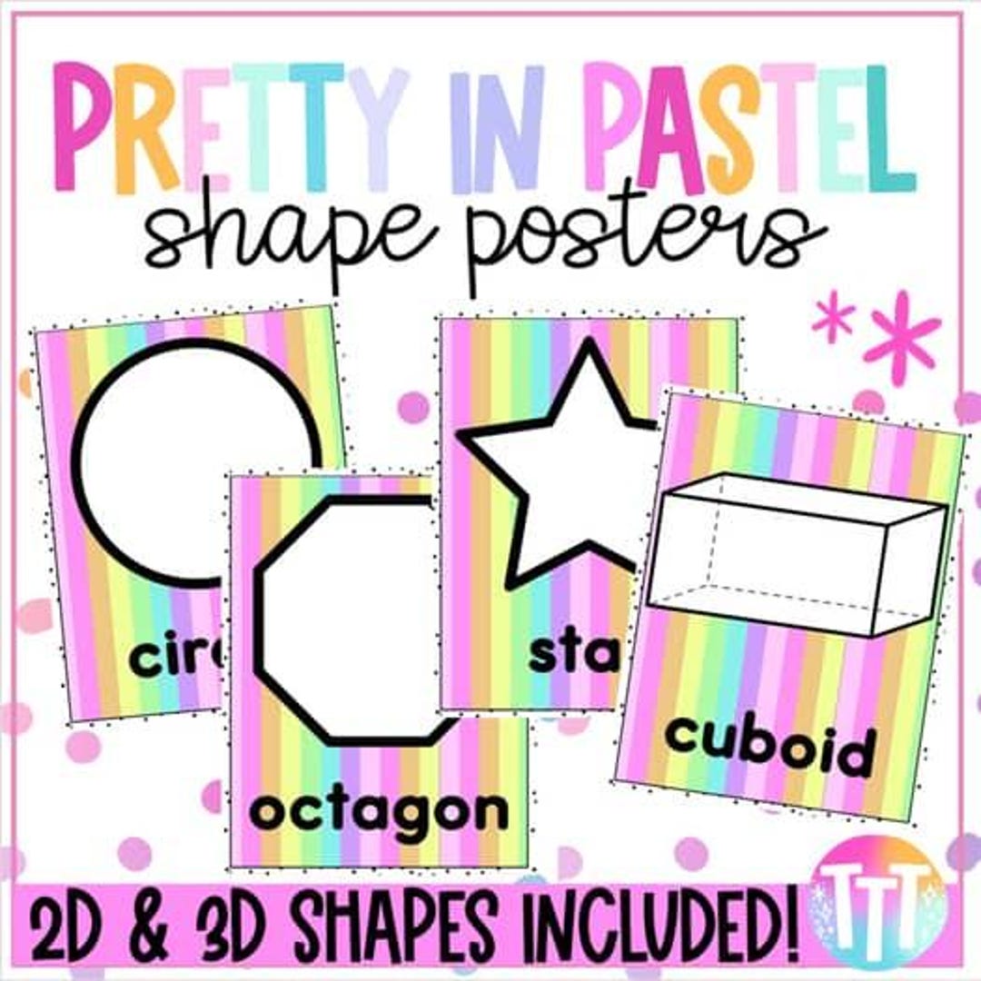 2D & 3D Shape Math Posters | Pretty in Pastel Editable Classroom Decor ...