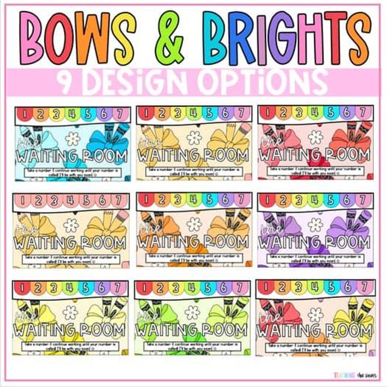 Waiting Room System | Bows & Brights Rainbow Colorful Classroom ...