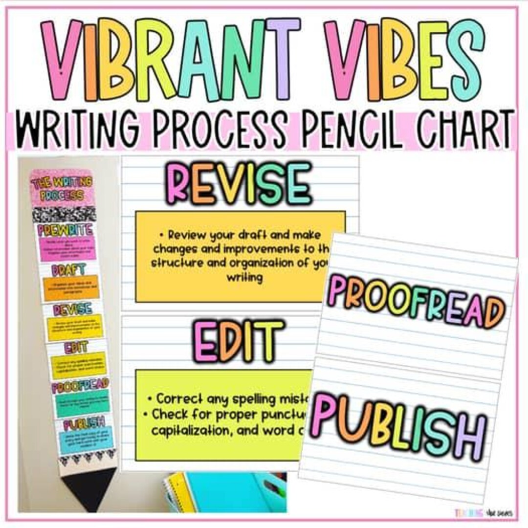 Vibrant Vibes Black + White + Colorful Giant Writing Process Pencil ...
