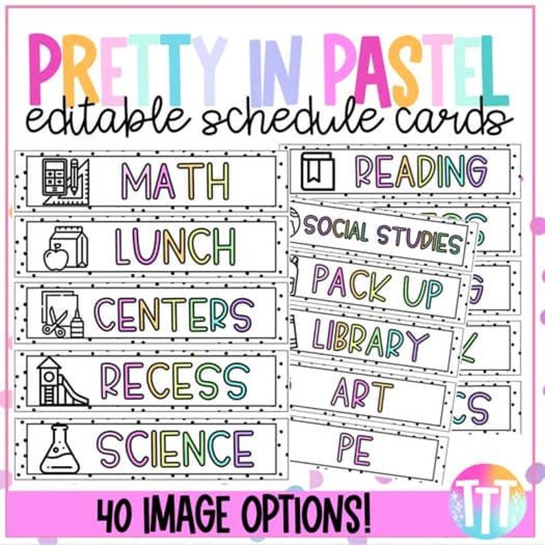 Editable Classroom Visual Schedule | Pretty in Pastel Editable ...