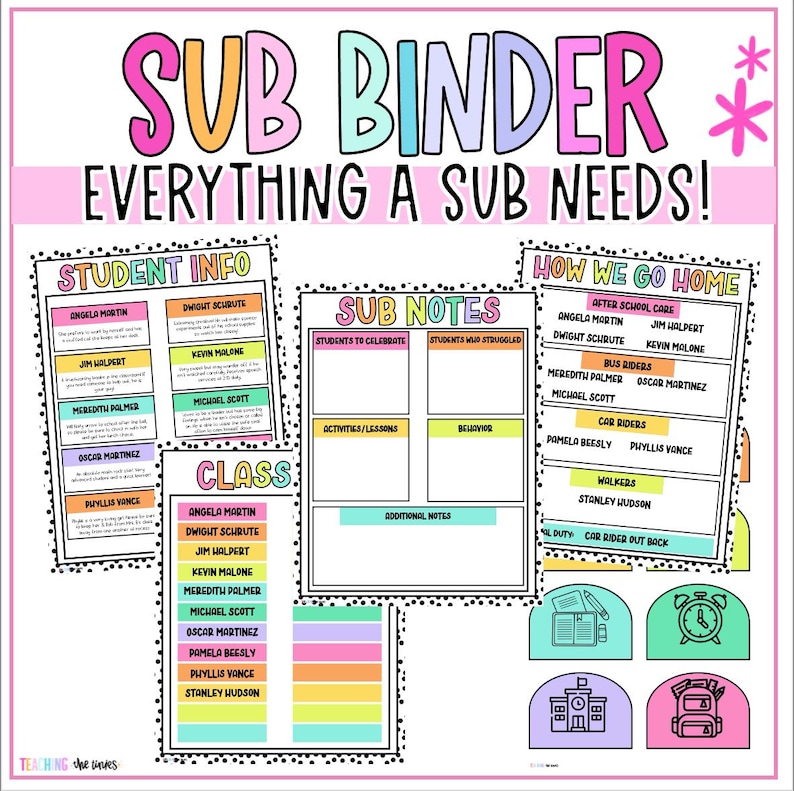 Teacher Substitute Binder | Editable Classroom Emergency Plans, Lesson ...