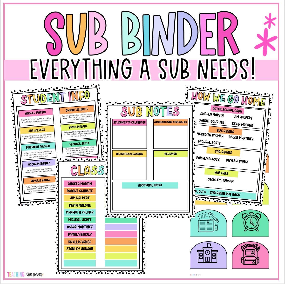 Teacher Substitute Binder | Editable Classroom Emergency Plans, Lesson ...