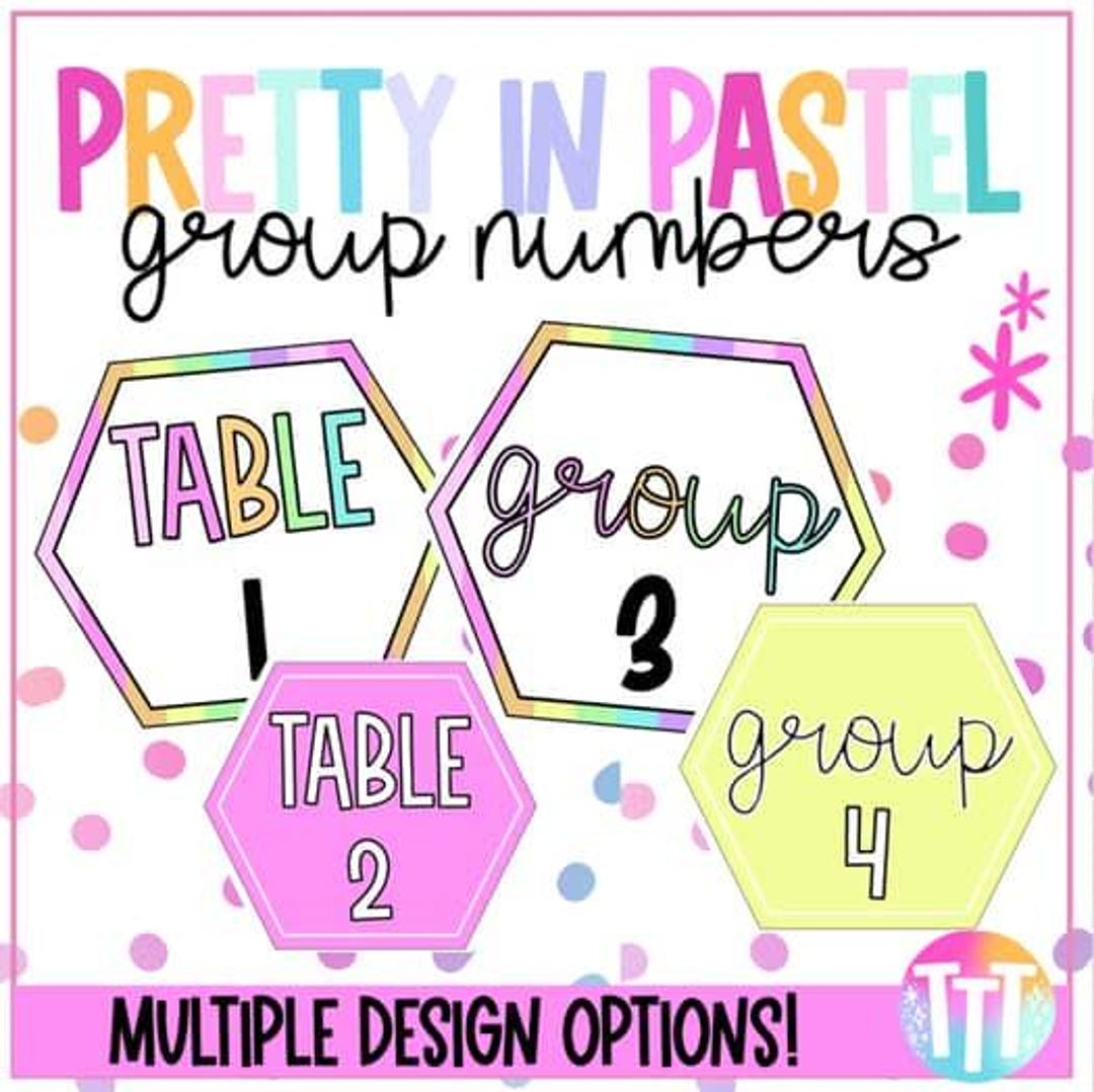 Classroom Table/group Number Signs | Pretty in Pastel Editable ...