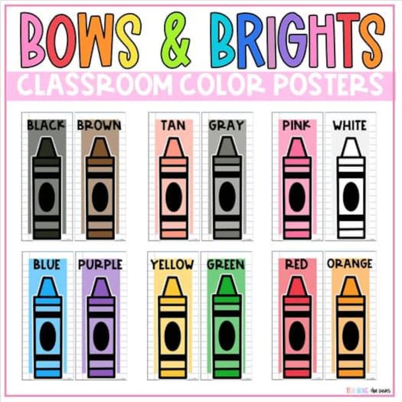 Colors Posters Crayons | Bows and Brights Classroom Decor Colorful ...