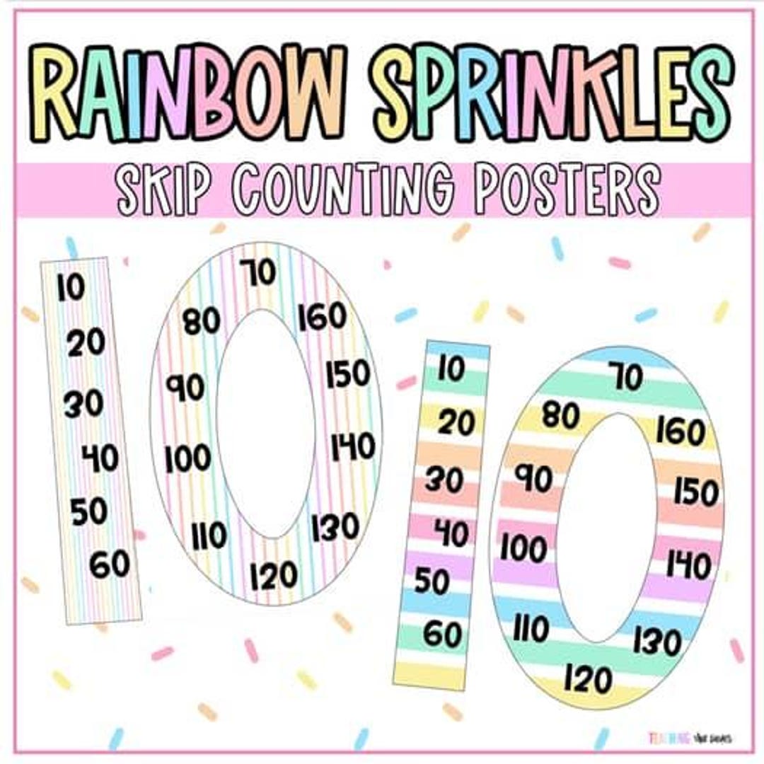 Pastel Rainbow Sprinkles Colorful Skip Counting/multiplication Poster ...