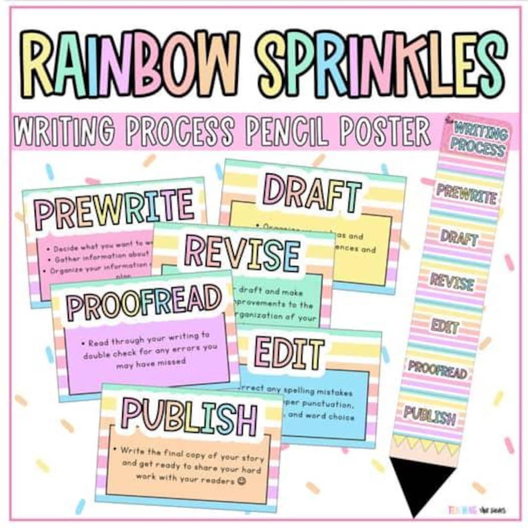 Giant Writing Process Pencil Poster | Rainbow Sprinkles Rainbow ...