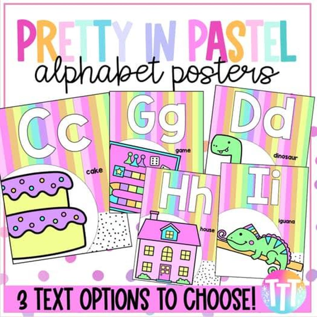 Alphabet Posters for Classroom | Pretty in Pastel Editable Classroom ...