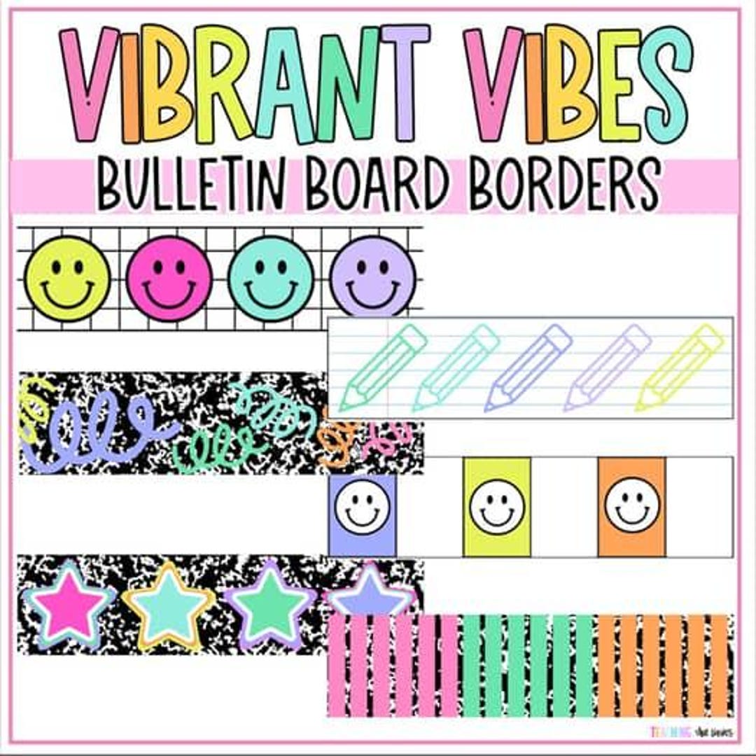 Vibrant Vibes Colorful Printable Bulletin Board Borders - Etsy