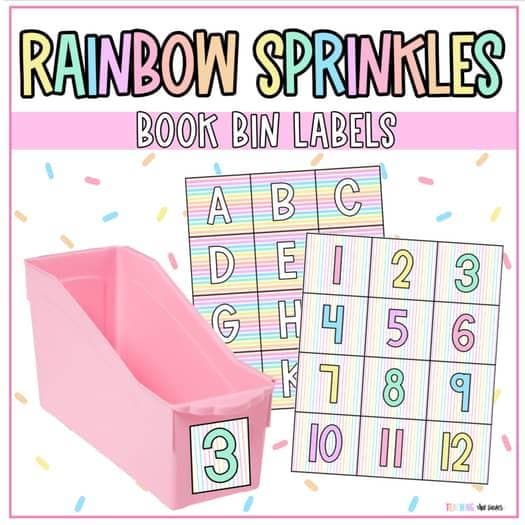 Target Book Bin Student Number Labels EDITABLE | Rainbow Sprinkles ...