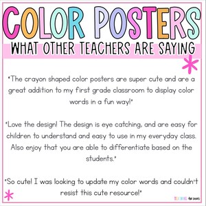 Elementary Classroom Color Posters | Printable Color Recognition ...