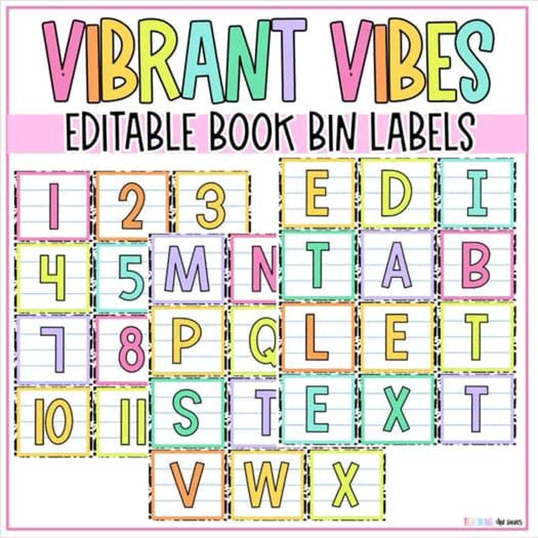 Vibrant Vibes EDITABLE Target Book Bin Student Number Labels - Etsy