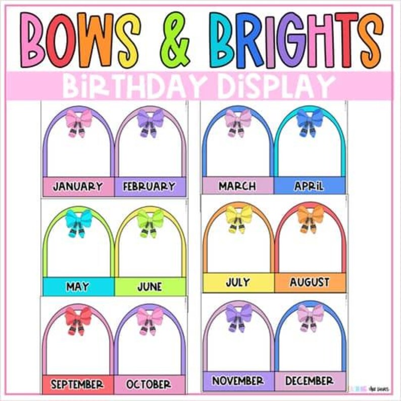 Editable Classroom Birthday Display | Bows & Brights | Colorful Trendy ...