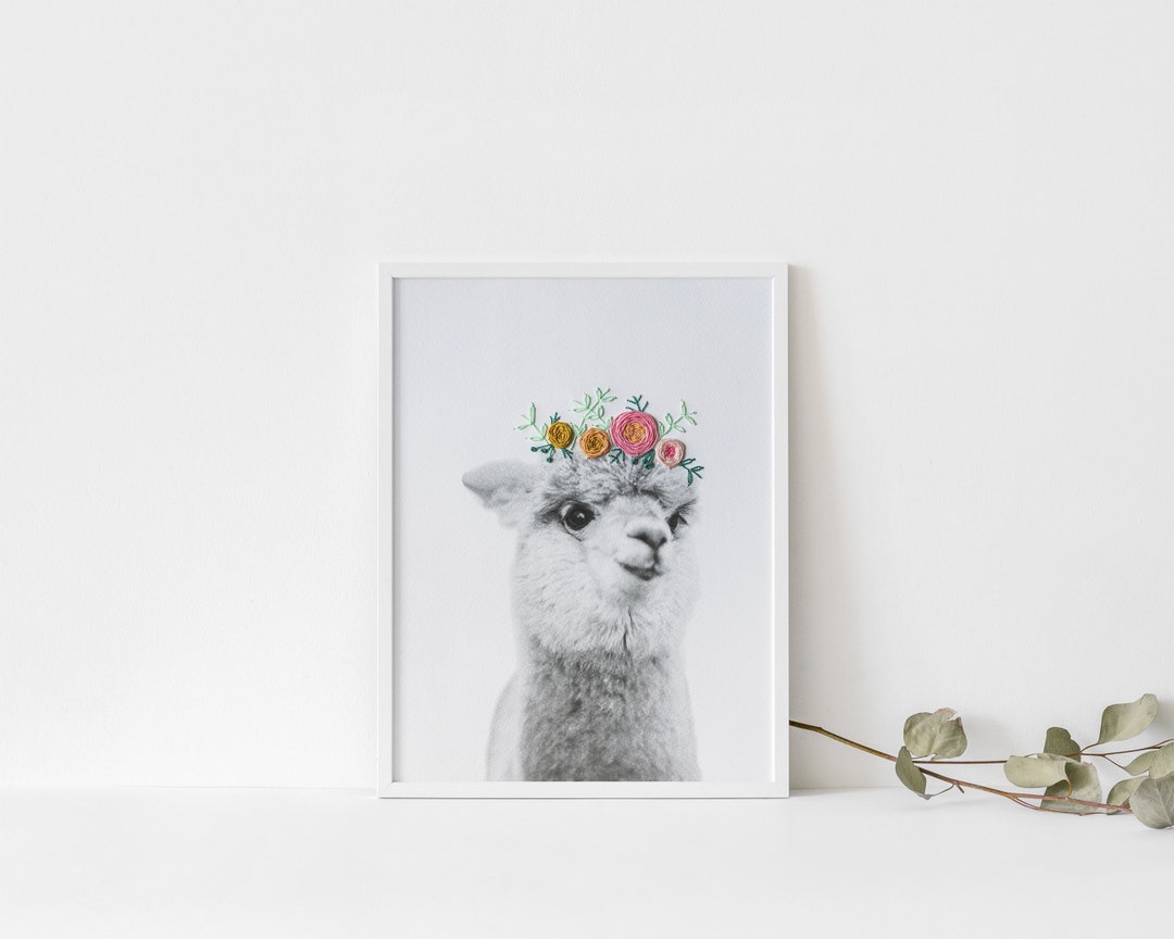 Alpaca Penny | Digital Download | Animal Portrait | Nursery Wall Art ...