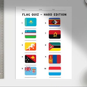 Hard World Flag Quiz – Printable Geography Challenge | Difficult Fill ...