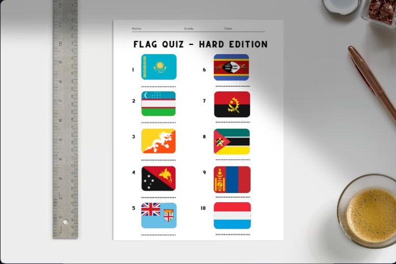 Hard World Flag Quiz – Printable Geography Challenge | Difficult Fill ...