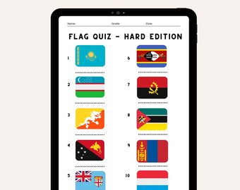 Hard World Flag Quiz – Printable Geography Challenge | Difficult Fill ...