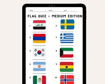 World Flags Quiz | Medium Difficulty Printable Flag Quiz | Geography ...