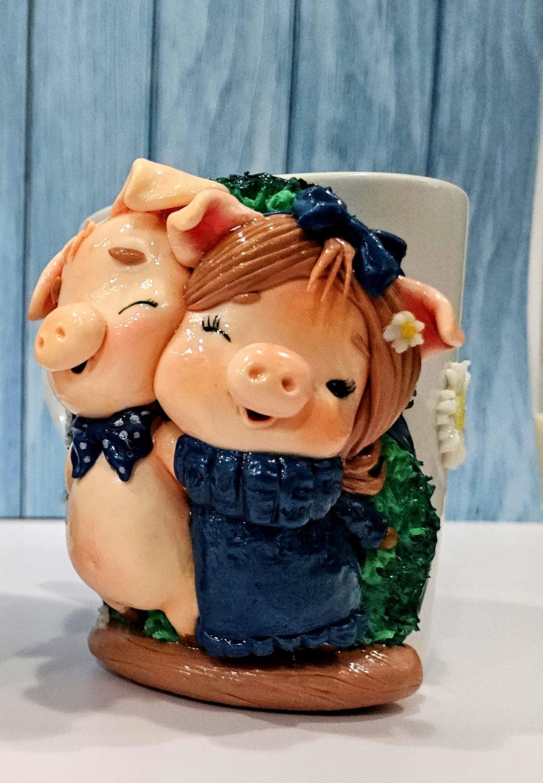 Handmade Piggy Mug: Cold Porcelain Details, Whimsical Kitchen Decor - Etsy