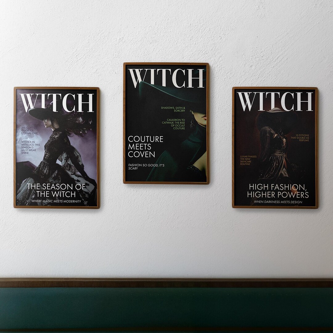 Witch Fashion Editorial Wall Art Set of 3 | Dark Aesthetic Printable ...