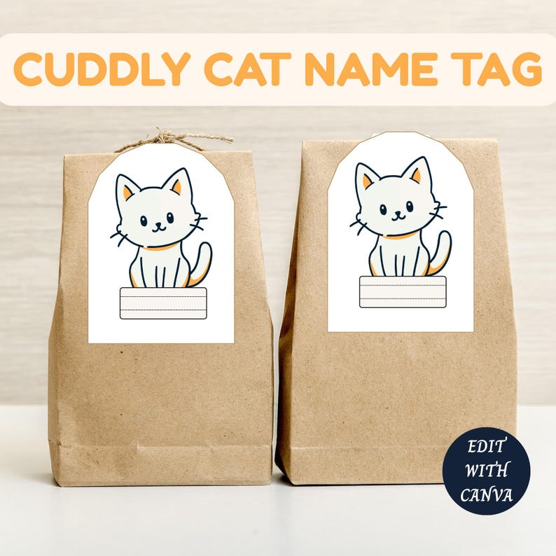 Editable Cartoon Cat Name Tags – Classroom Desk Labels (PDF Pattern ...