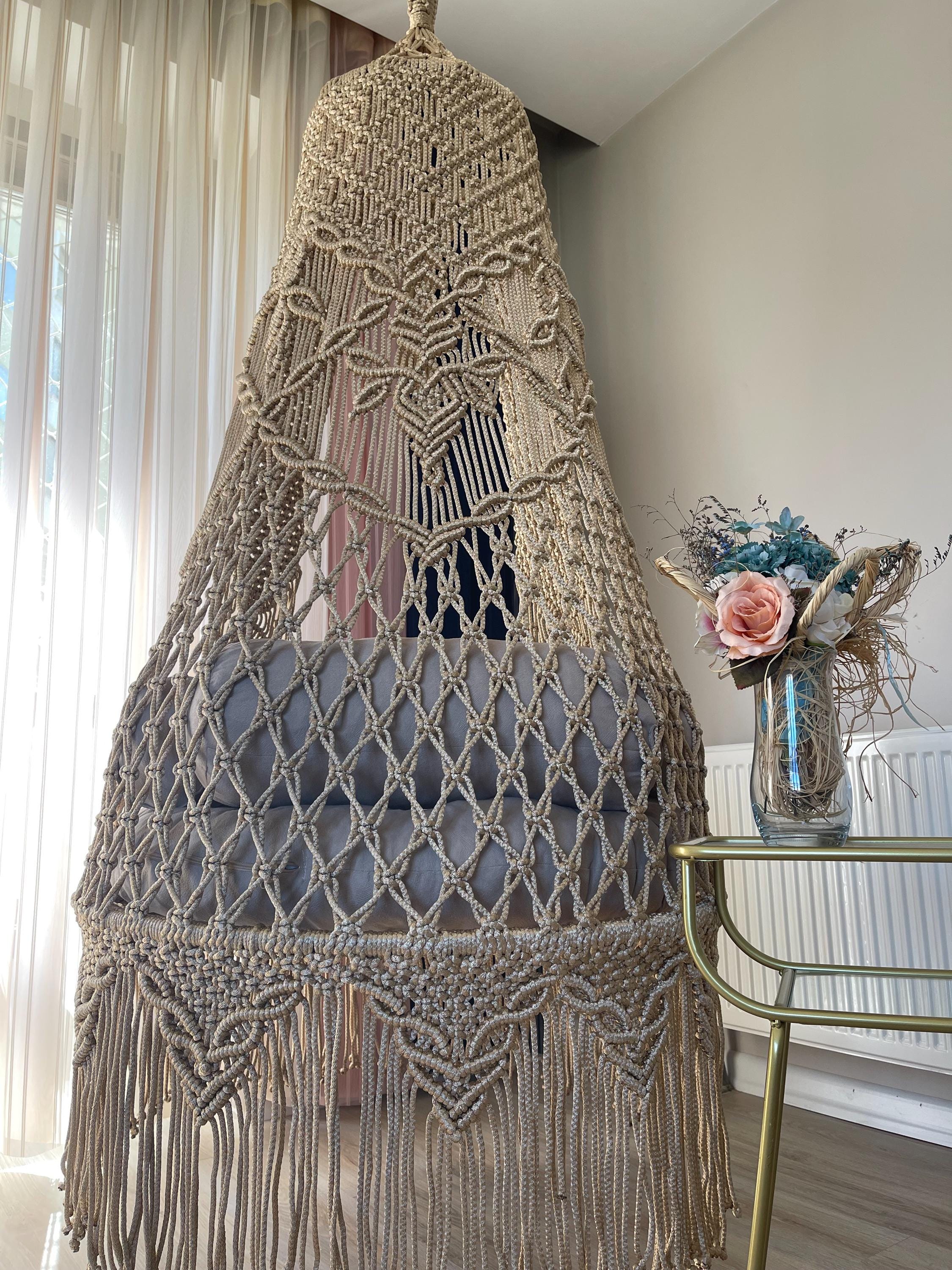 Boho Hammock Chair, Macrame Swing Chair, Hanging Chair for Indoor ...