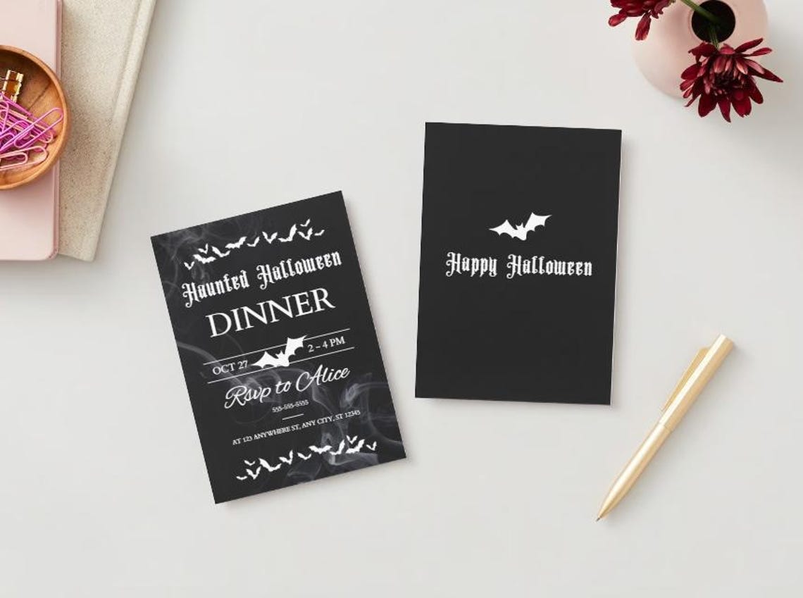 Haunted Halloween Invite Template, Modern Halloween Invite, Printable ...