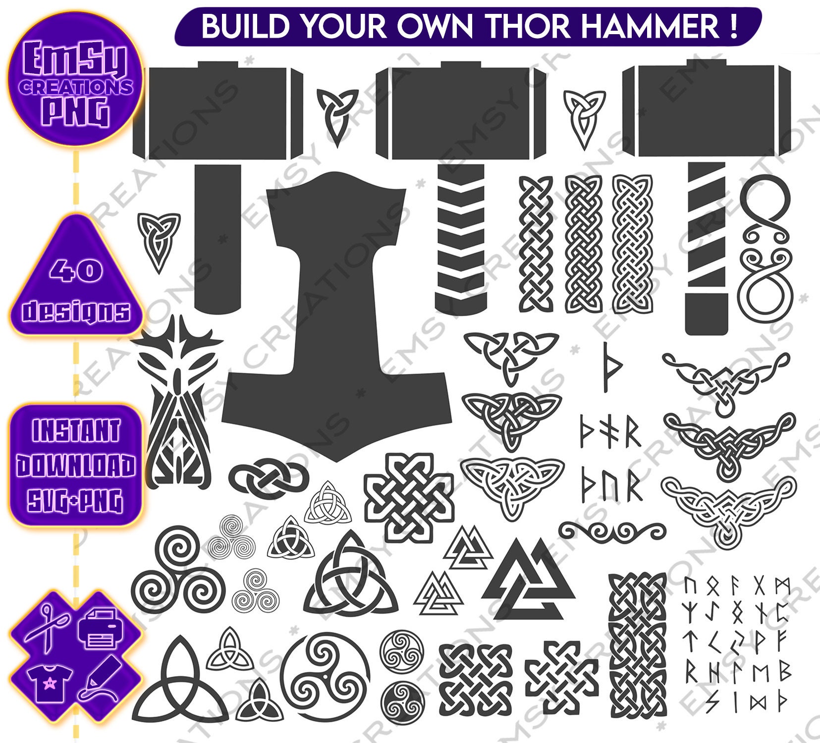 Thor Hammer Designs Customize and Create Your Own Mjolnir DIY Svg Png ...