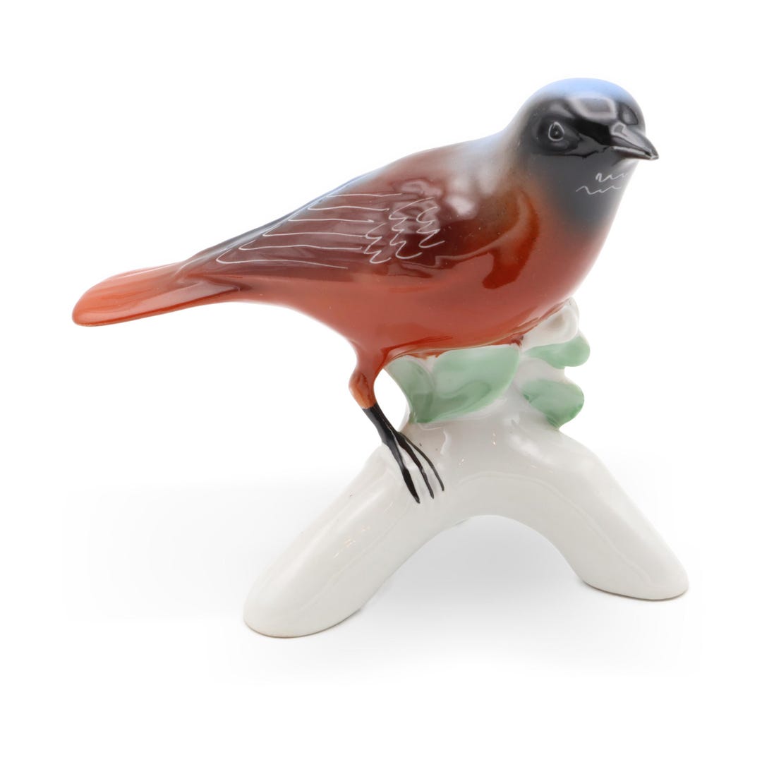 Red Bird Porcelain Figurine, Art, Bohemia Porcelain, Rare Vintage ...