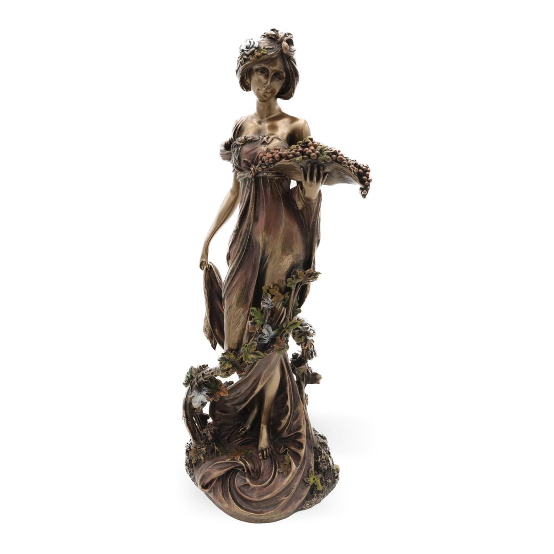 Alphonse Mucha Art Nouveau Statue – Bronze Coated Elegant Woman ...