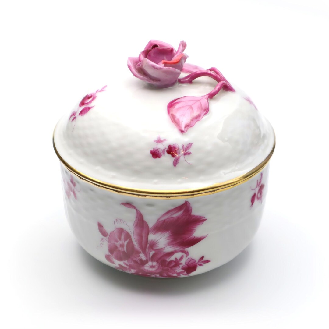 Herend Trinket Box, Nanking Bouquet Bonbonniere, Porcelain Treasure Box ...