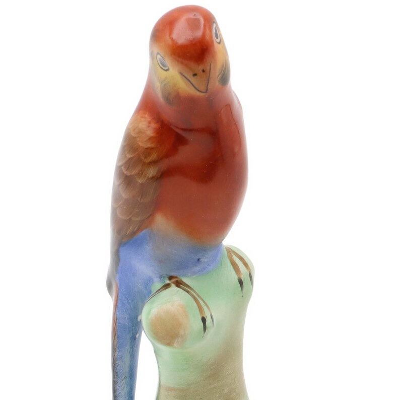 Parakeet Porcelain Figurine, Parrot Bird Sculpture, Art Home Decor Hand ...